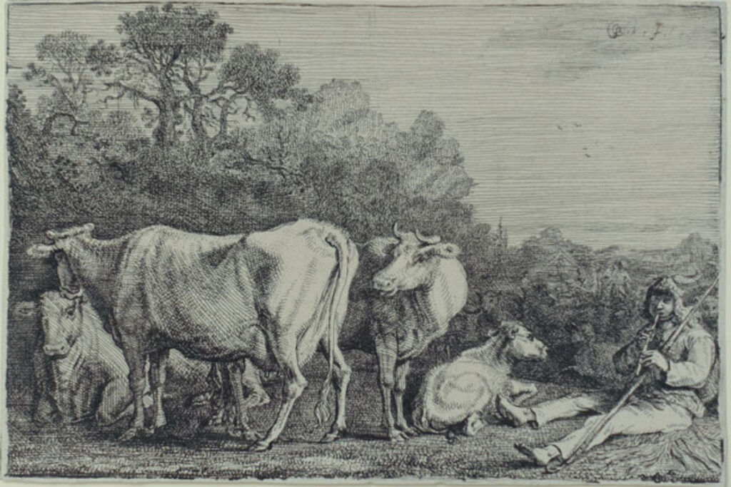 A Cowherd playing his Horn by Gerrit Claesz Bleker | Printed Editions