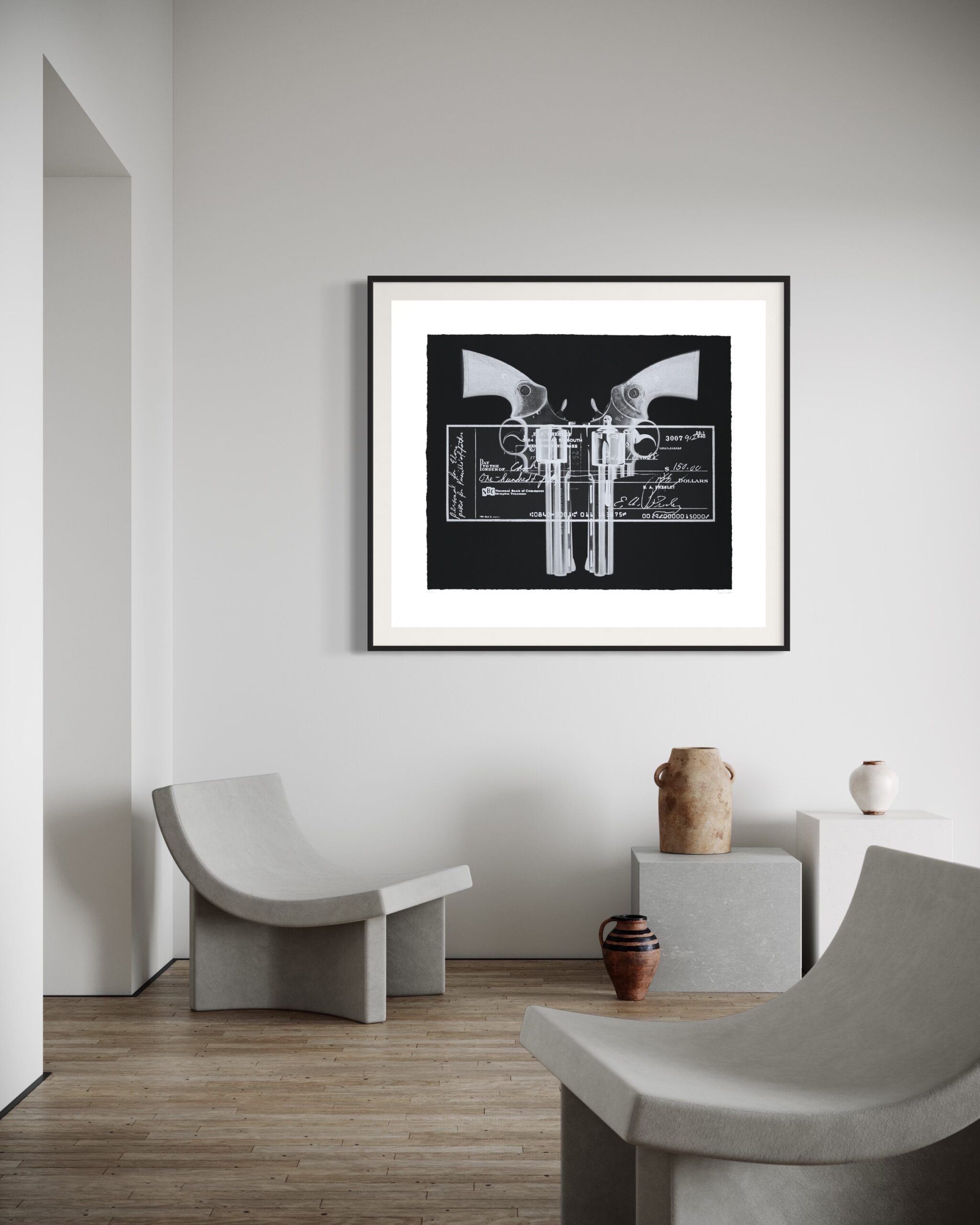 Elvis Gun Cheque (Silver) by Russell Marshall | Printed Editions