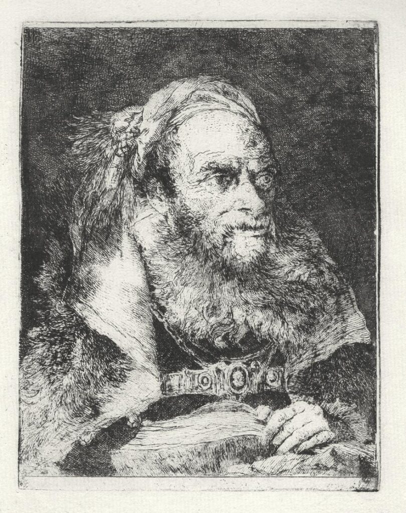 Head of an Old Man with open Book by Giovanni Domenico Tiepolo ...