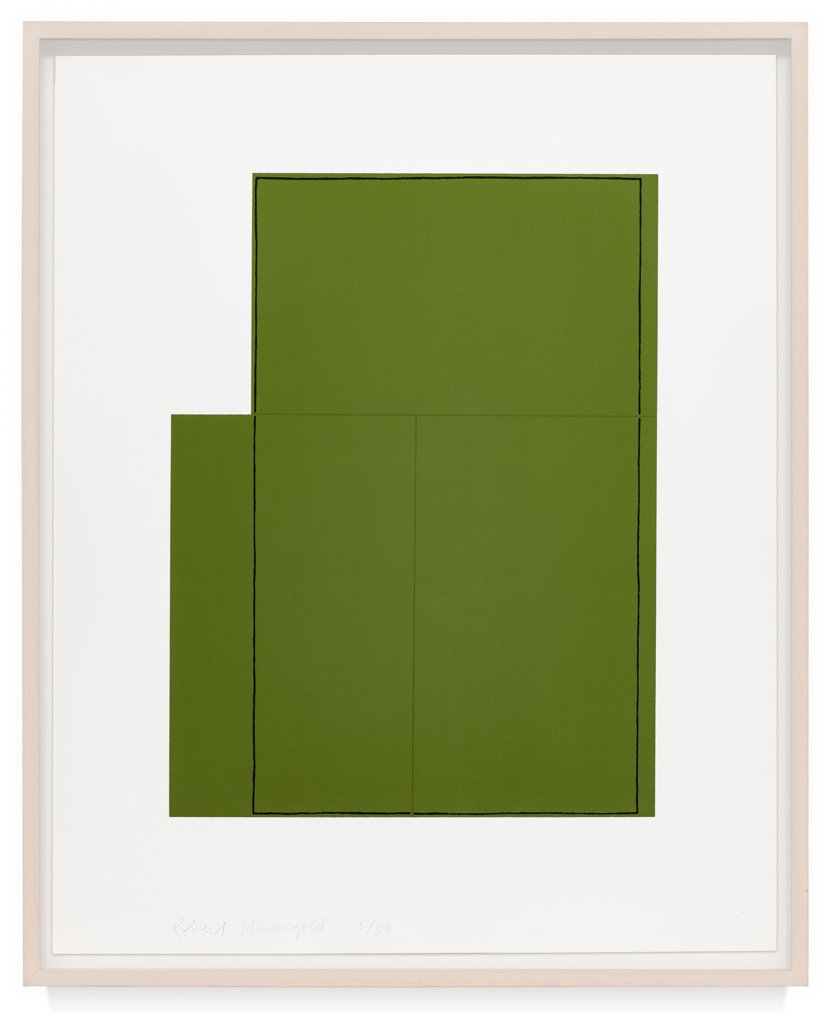 Rectangle With 3 Rectangles (Green) by Robert Mangold | Printed Editions